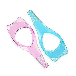 2PCS 3 in 1 Mascara Tool Plastic Makeup Eyelash Shield Applicator Guide with Eyelash Assist Comb Brush Guard Eyelashes Brush for Women Girls (Color Random)