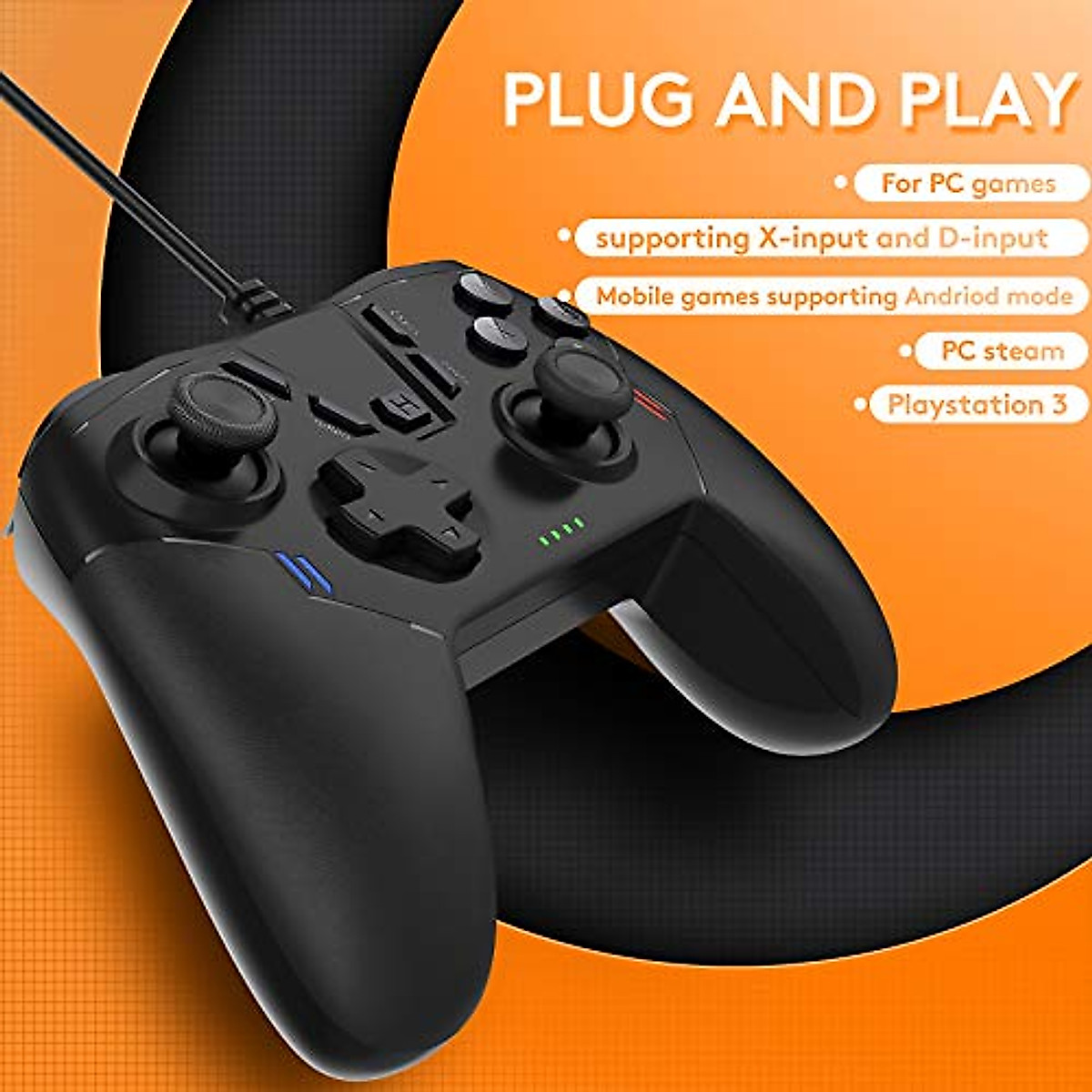 Uberwith Wired PC Game Controller, Joystick Gamepad Controller for PC Game Controller Compatible With Steam, PS3, Windows 10/8/7 PC, Laptop, TV Box, Android Mobile Phones