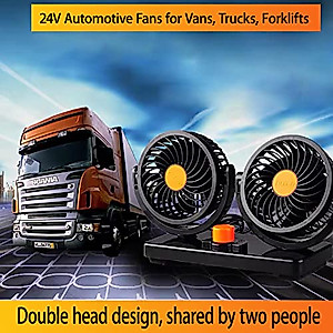 KINOWJI Car Cooling Air Fan,12V/24V Electric Dual Head Cooling Air Circulator 360 Degree Rotatable Auto Fan for Sedan SUV/RV/Boat/Truck /Auto Vehicles (24V)