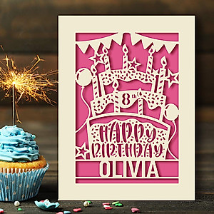 Personalized Birthday Card Custom Happy Birthday Gift for Her Girl Daughter Kids Son Granddaughter Friend Girlfriend with Envelope 12th 13th 16th 18th 21st 30th 40th 70th (Fuchsia)