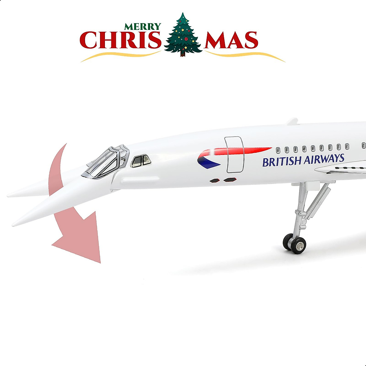 NUOTIE 1:125 Concorde Airplane Model Pre-Build Diecast Aircraft Model Kits Aircraft Simulation Model Display Model Collection or Gift(British Airways)