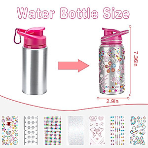 Easter Gifts for Girls, Decorate Your Own Water Bottle Kits for Girls, Birthday Gifts Age 5 6 7 8 Year Old, Arts and Crafts for Toys Kids Ages 6-8 Water Bottles Gift Ideas for School, Pink