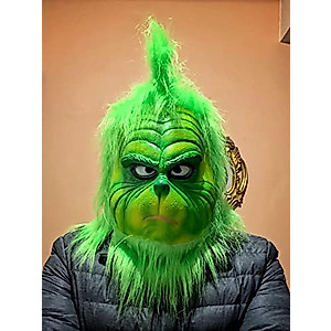 laleay Green Monster Mask and Gloves for Adult Thief Cosplay Props ...