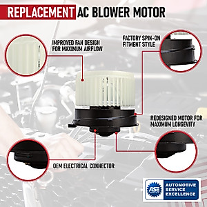 Replacement AC Heater Blower Motor, Compatible with Nissan Vehicles, Rogue 2008-2013, Rogue Select 2014-2015, Sentra 2007-2012 - Replaces 27225-JM01B, 700253, 27225ET00A, 27225ET10A, 27225EN000