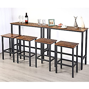 RokiaTek Bar Table 39" Long Narrow Bar Height Pub Table Dining Table for Kitchen, Dining Room, Living Room, Sturdy Metal Frame, Industrial, Rustic Brown and Black