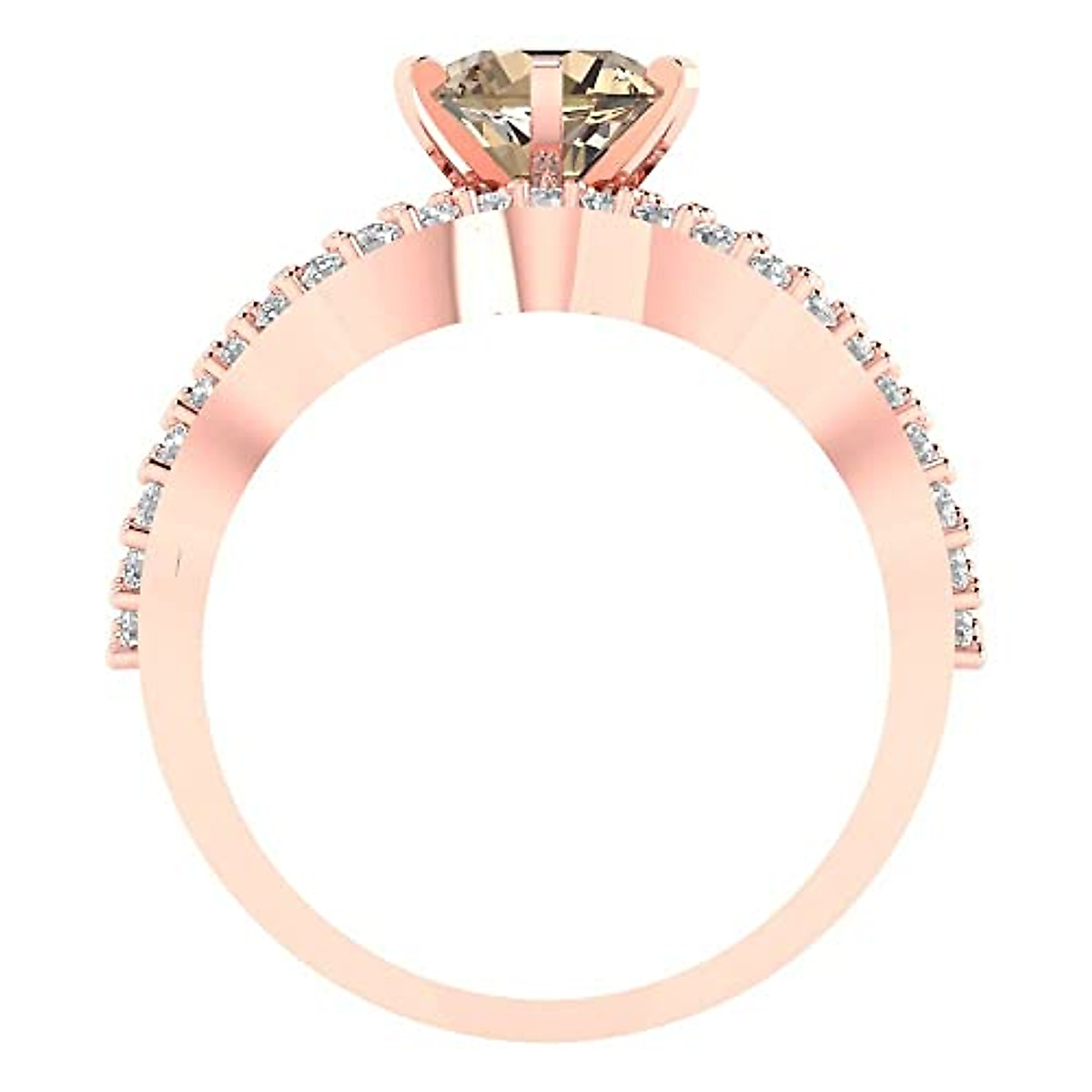 Clara Pucci 1.5 carat Round Shape Halo Solitaire Yellow Moissanite Wedding Anniversary Bridal Engagement Ring Band set 14k Rose Gold 3.5