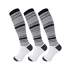 +MD 3 Pairs Compression Socks Moisture Wicking 8-15 mmHg for Women & Men Moisture Wicking Support Stockings for Airplane Flights, Travel, Nurses, Edema 10-13