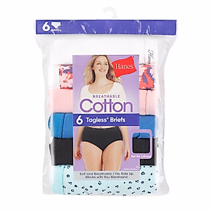 Hanes Women's Plus Size Cotton Underwear, 6 Pack-Brief Assorted, 7