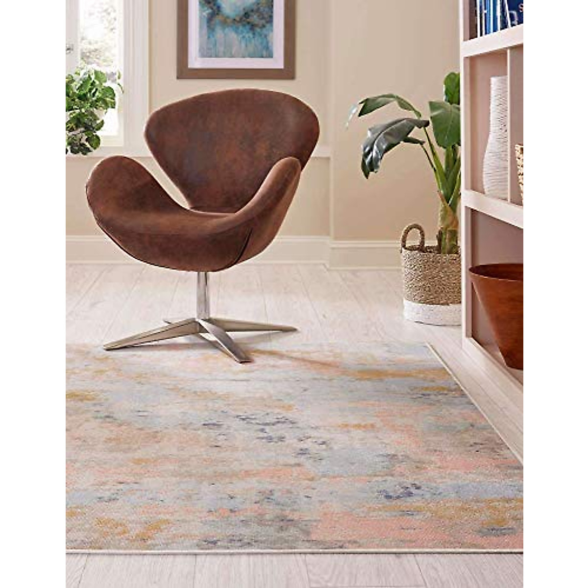 Unique Loom Lotus Collection Area Rug - Royal (4' 1" x 6' 1" Rectangle, Multi/ Ivory)