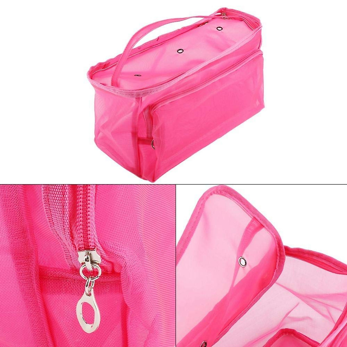 Fdit Knitting Bag Yarn Storage/Portable Tote Crochet 3 Holes Storage Bags to Protect Yarn Prevent Tangling(Rose Red)