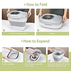 Rice Container Cereal Food Storage, Lockcoo Collapsible Airtight Rice Dispenser 20 to 50 Lbs with Measuring Cup & Wheels, Dry Food Flour Sugar Storage Container Large Kitchen Pantry Holder, Grey