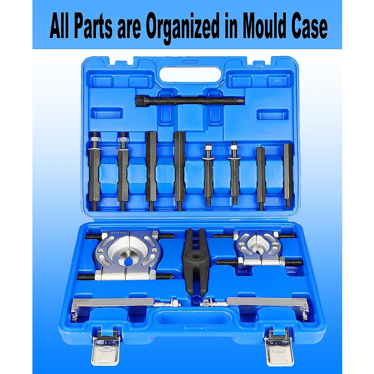 YOTOO Bearing Puller Set, 5 Ton Capacity Bearing Separator Kit with 2" and 3" Jaws, Wheel Hub Axle Puller Set, Heavy Duty Bearing Splitter Tool Kit with Case, Blue