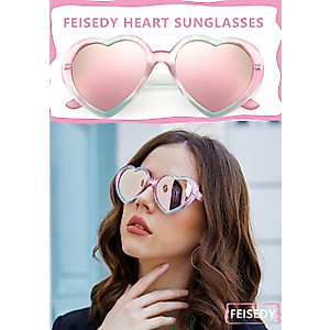 FEISEDY Polarized Heart Shaped Sunglasses Oversized Vintage Fashion Love Eyeglasses for Women UV400 B2337