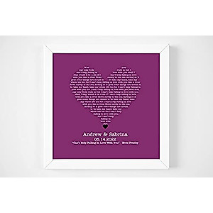 Any Song Framed Song Lyrics Special Song Anniversary Song First Dance Wedding Gift Valentine Gift