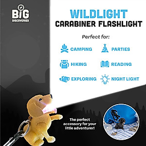 Big Discoveries WildLight Animal Carabiner Flashlight - Fun Mini Keychain Flash Lights for Kids, Nurses, Camping