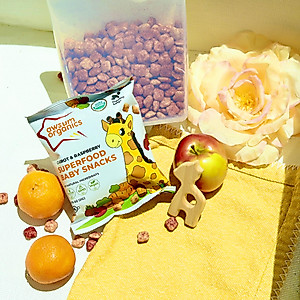 Awsum Organics Baby Snacks - Happy Healthy Baby Food - Snack for babies - Vegan Kosher Gluten Free - Natural Plant Based Protein Puffs - Non-Allergy - No Added Sugar 0.75 Oz Bag (Variety, 4 packs).