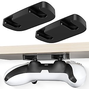 CKXIN Controller Table Stand for PS5 PS4 Controller Playstation 5 Playstation 4 Under Desk Mount Controller Holder Table Organizer and Desk Management (2-Pack) Black