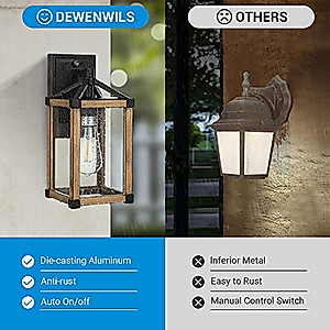 DEWENWILS Dusk to Dawn Outdoor Wall Light Exterior Light Fixture Wall Mount, Brown Finish Outdoor Wall Lantern, Weatherproof Porch Light Wall Sconce Lamp for Garage Doorway Backyard