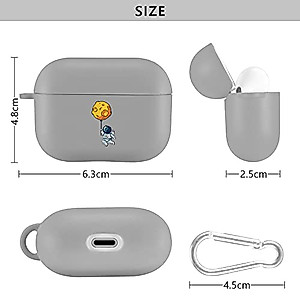 Cartoon Planet Astronaut Pattern Airpods Pro Case,Gray Design Cosmic Airpods Pro Cover Soft TPU Protective Compatible with Apple AirPods Pro Wireless Charging Case with Lanyard(Gray&Planet Astronaut)