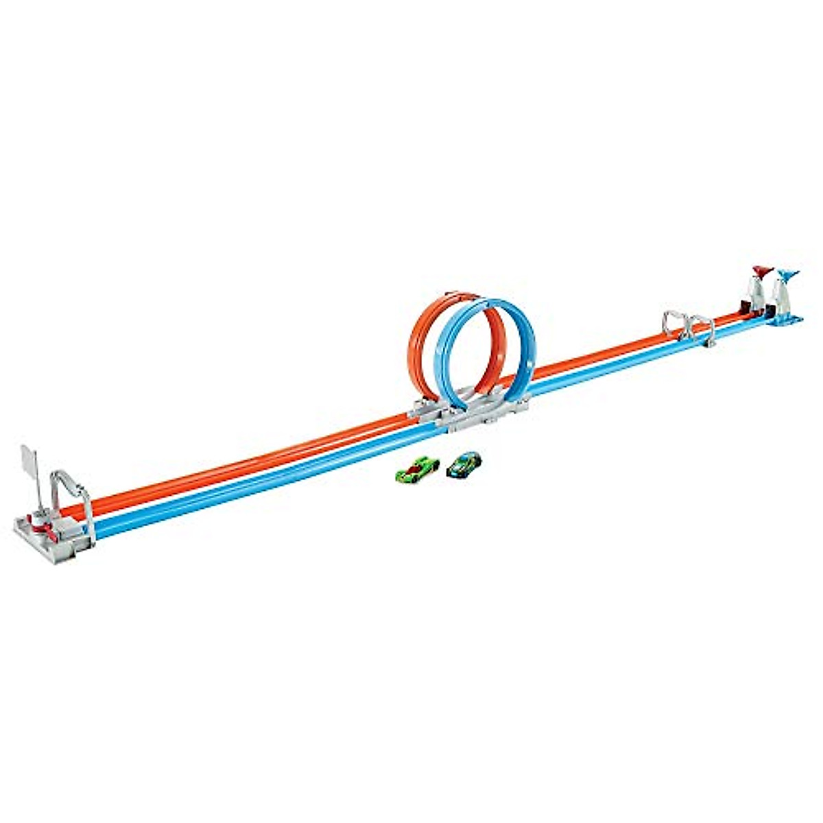 Hot Wheels Double Loop Dash Drag Racing with 2 Vehicles Playset
