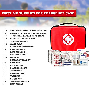 Travel-First Aid-Kit Car-Home 300PCS Survival-Kit Outdoor-Adventure - Small Portable Red Emergency Essential Sets Office Hiking Camping Business Public Must Have First Aid Gear Equipment 1st Aid