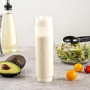Restaurantware First In First Out 16 Ounce Condiment Squeeze Bottle 6 Refillable Lid FIFO Squeeze Bottle - Precision Dispensing Tip Flexible Clear Plastic Squeeze Bottle For Sauces