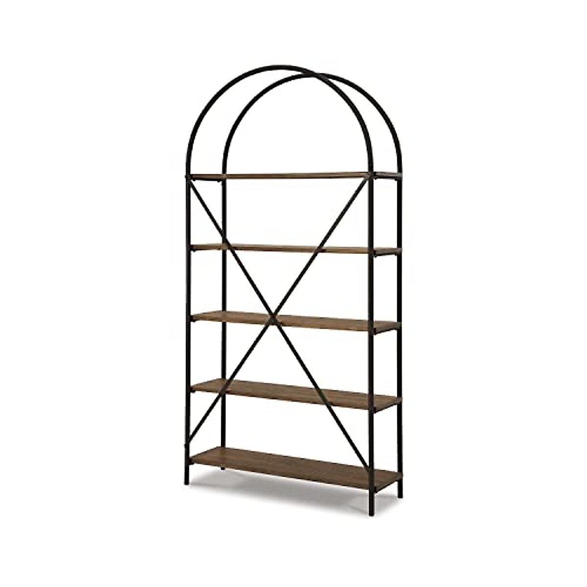 Signature Design by Ashley Galtbury Mixed Media Modern 5 Shelf Bookcase, Brown & Black