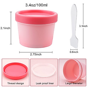 Cosywell Plastic Cream Jars 3.4oz/100ml Empty Cosmetic Pot Jars 4 Pieces Refillable Travel Containers for Toiletries TSA Approved Leak-proof Travel Size Accessories with Lids（Pink）