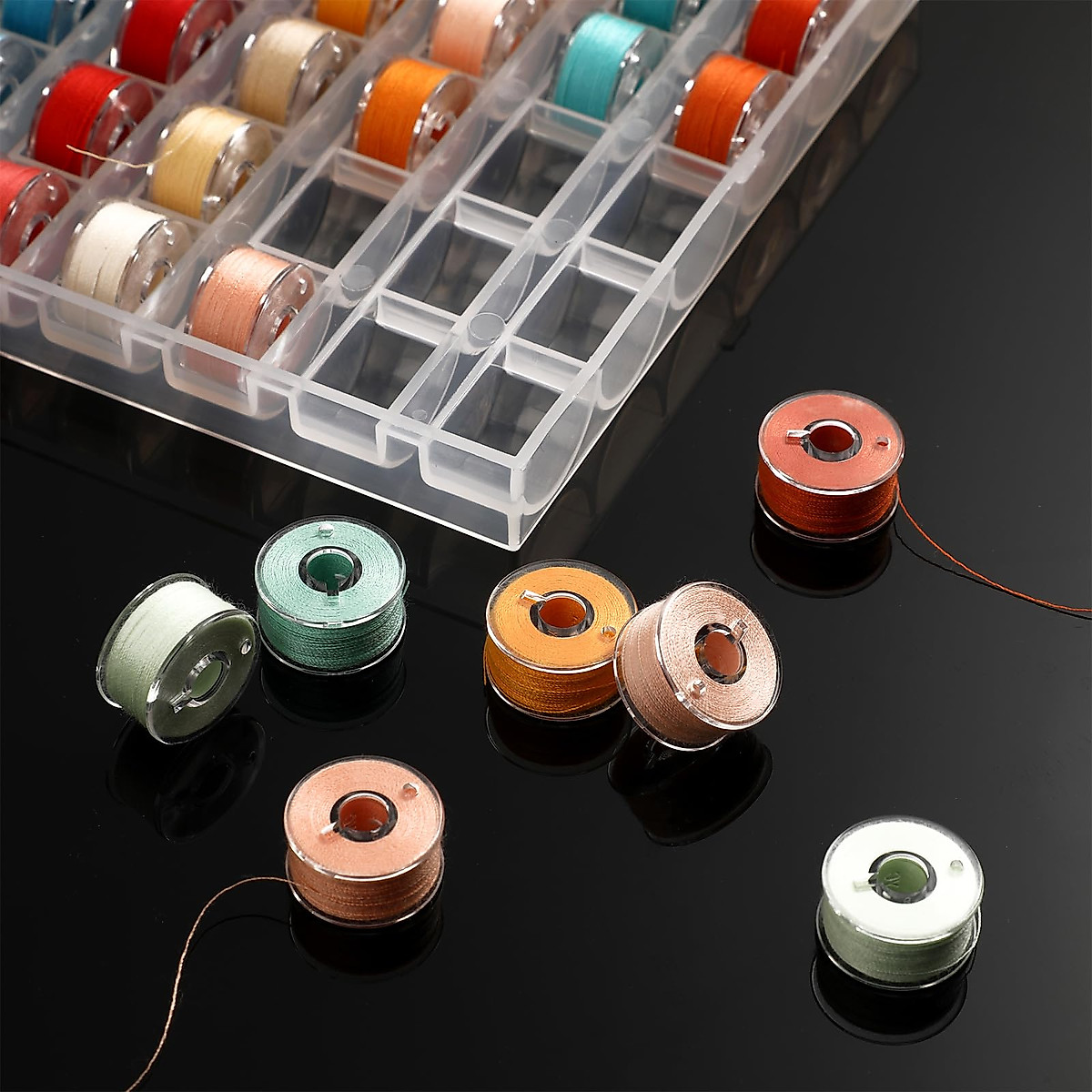 Retrowavy 288 Pcs Prewound Bobbins Sewing Thread 144 Colors Polyester Thread Sewing Machine Bobbins Embroidery Bobbins Embroidery Machine Thread with Plastic Storage Case for DIY Accessories