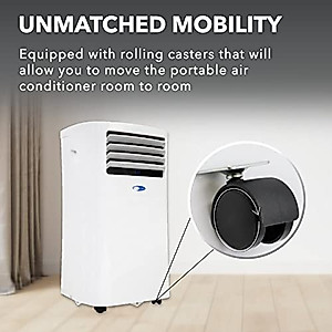 Whynter ARC-102CS Compact Size 10,000 BTU (7,000 BTU SACC) Portable Air Conditioner, Dehumidifier, and Fan with Activated Carbon and SilverShield Filters, for Rooms up to 300 sq ft in White