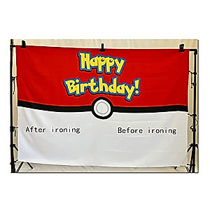 7X5ft Cartoon Video Game Birthday Photography Backdrops Magical Pet Red and White Ball Photo Background Party Table Banner Back Drop Decor