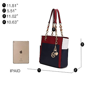 MKF 2-PC Set, Tote Bag for Women & Pouch Purse: PU Leather Handbag Pocketbook, Top-Handle Shoulder Strap Mustard-Olive