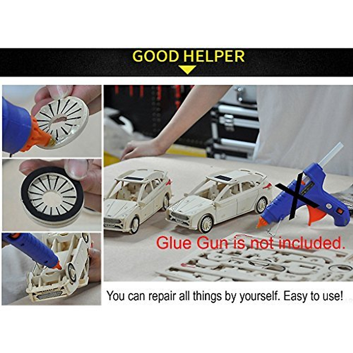 TrendBox Pack of 20 Black 7mmx200mm - Hot Melt Glue Sticks Strips Melting Adhesive for Handmade Craft DIY Home Office Project Craftwork Fix & Repairs