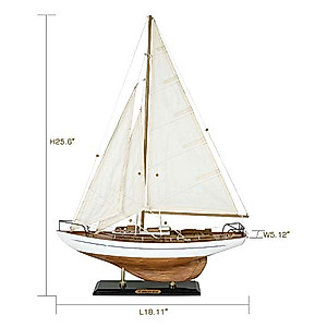 SAILINGSTORY Wooden Sailboat Model Decor Boat Model Ship Sailboat Decor Yacht Model Concordia Antique Finish Ivory