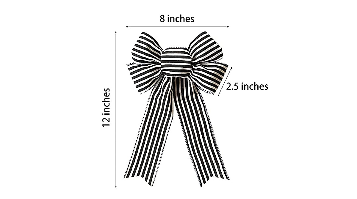 Elegant Black & White Striped Bows for Holiday Decor | 6-Pack