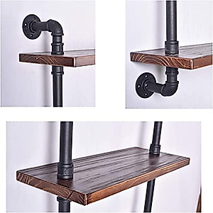 BOKKOLIK Vintage 3-Tier Pipe Shelves Farmhouse Floating Shelves 24inch Width Industrial Storage Wooden Shelves for Kitchen Office Coffee House Warming Gift