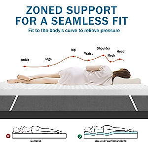 HARNY 3 Inch Gel Memory Foam Mattress Topper Queen Size, High Density Cooling Pad Pressure Relief Bed Topper for Back Pain, with Removable Breathable Soft Bamboo Cover, CertiPUR-US Certified