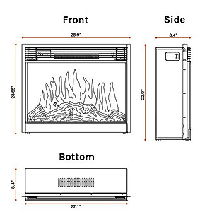 e-Flame USA Vermont Electric Fireplace Stove Insert with Remote Control - 3-D Effects and Crackling Fire (Black)