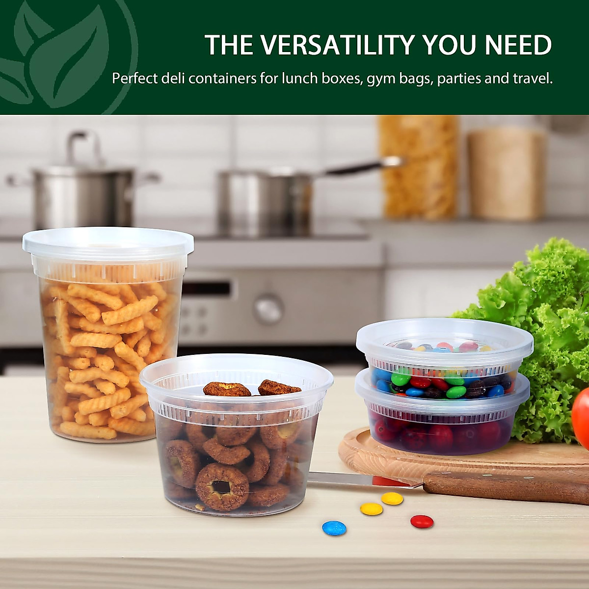 Clear Deli Containers with Lids - 32 oz (Pack of 120) | Leakproof Food Storage Solution for Home, Restaurant, Takeout, Soups, Sauces, and Slime