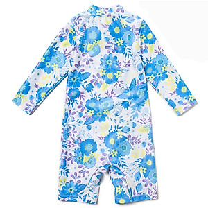 Baby/Toddler Girl One Piece Swimsuit Long Sleeve with UPF 50+ Sun Protection (Pink3, 9-12 Months)