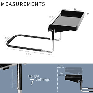 Height Adjustable Under Mattress 17 inch Bedside Shelf, Works with Lofts and Beds Without Frames, Heavy Duty Storage Tray, Fits Laptops, Books, and Drinks, Nightstand Alternative, Black