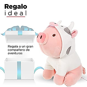 MINISO 12'' Sitting Piglet Stuffed Animals Kawaii Plush, Pig Cute Soft Plushies Body Pillow, Piglet Plush Throw Pillow Doll Plush Toys Gift for Valentine's Day Christmas(Cow Hoodie)