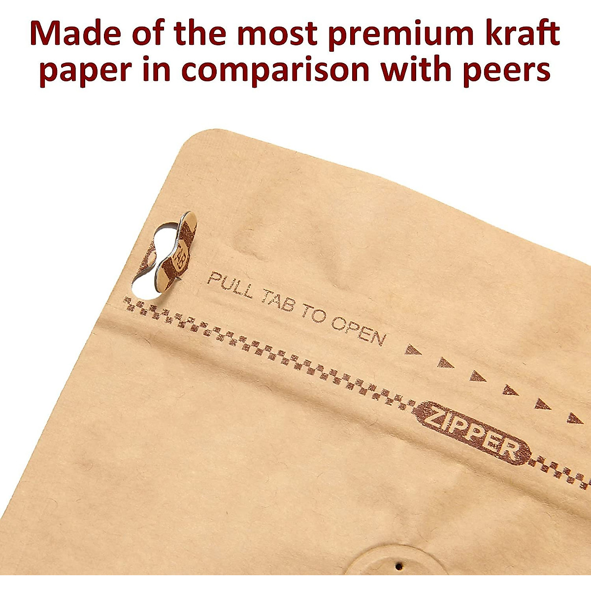 EVERPACK 4 Ounce 100 Packs High Barrier Kraft Paper Coffee Bags, Stand Up/Flat Bottom Coffee Pouches with Air Release Valve & Reusable Pull Tab Side Zipper (100 Pieces, 4oz/0.25lb/100gm)