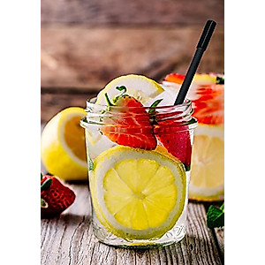 Silicone Tip Paper Straws - 250 pack - 7 3/4 inch Unwrapped Paper Drinking Straws with Silicone Tips (Black)