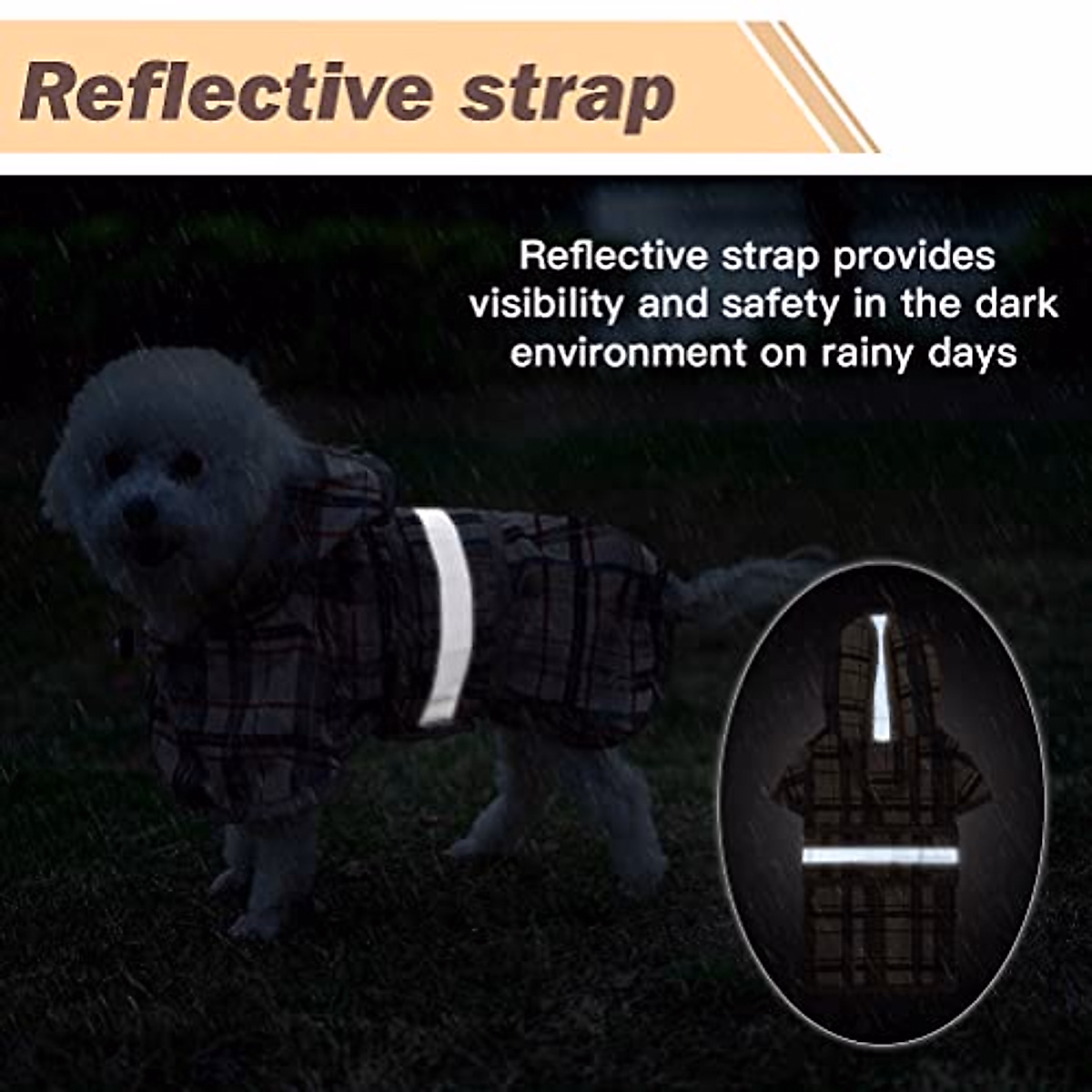 Dog Raincoat Hooded with Reflective Strip - Waterproof Dog Jumpsuit Raincoat Adjustable Lightweight Breathable Rain Poncho Jacket Rainwear for Large Dogs