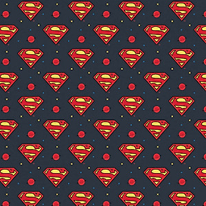 DC Comics Fabric Young DC Superman Logo in Blue Premium Quality 100% Cotton Fabric by The Yard