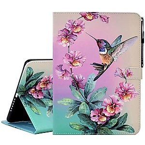 KEROM Case for Galaxy Tab A8 10.5 inch 2022 (Model: SM-X200/X205/X207), PU Leather Folio Stand Protective Cover with Auto Wake/Sleep, Card Slot, Pen Holder for Galaxy Tab A8 10.5 Case - Hummingbird