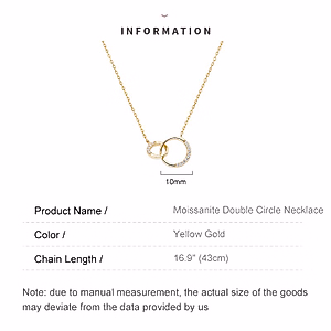 SLOEFY 14K Gold Intertwined Circle Necklace, Moissanite Double Circle Pendant Necklace, Beautiful Jewelry Gifts For Women (style one, 14K)