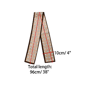 Allegra K Silky Skinny Scarves Ribbon Heart Print Long Hairband Handbag Wrap Brown 1 Pcs
