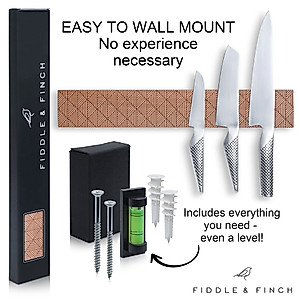 Magnetic Strip Knife Holder – Etched Wood Knife Rack or Bar with Hardware for Hanging & Wall Mounting. – Kitchen Utensil Organizer & Storage by Fiddle & Finch, 16 Inch. Diamond Daze
